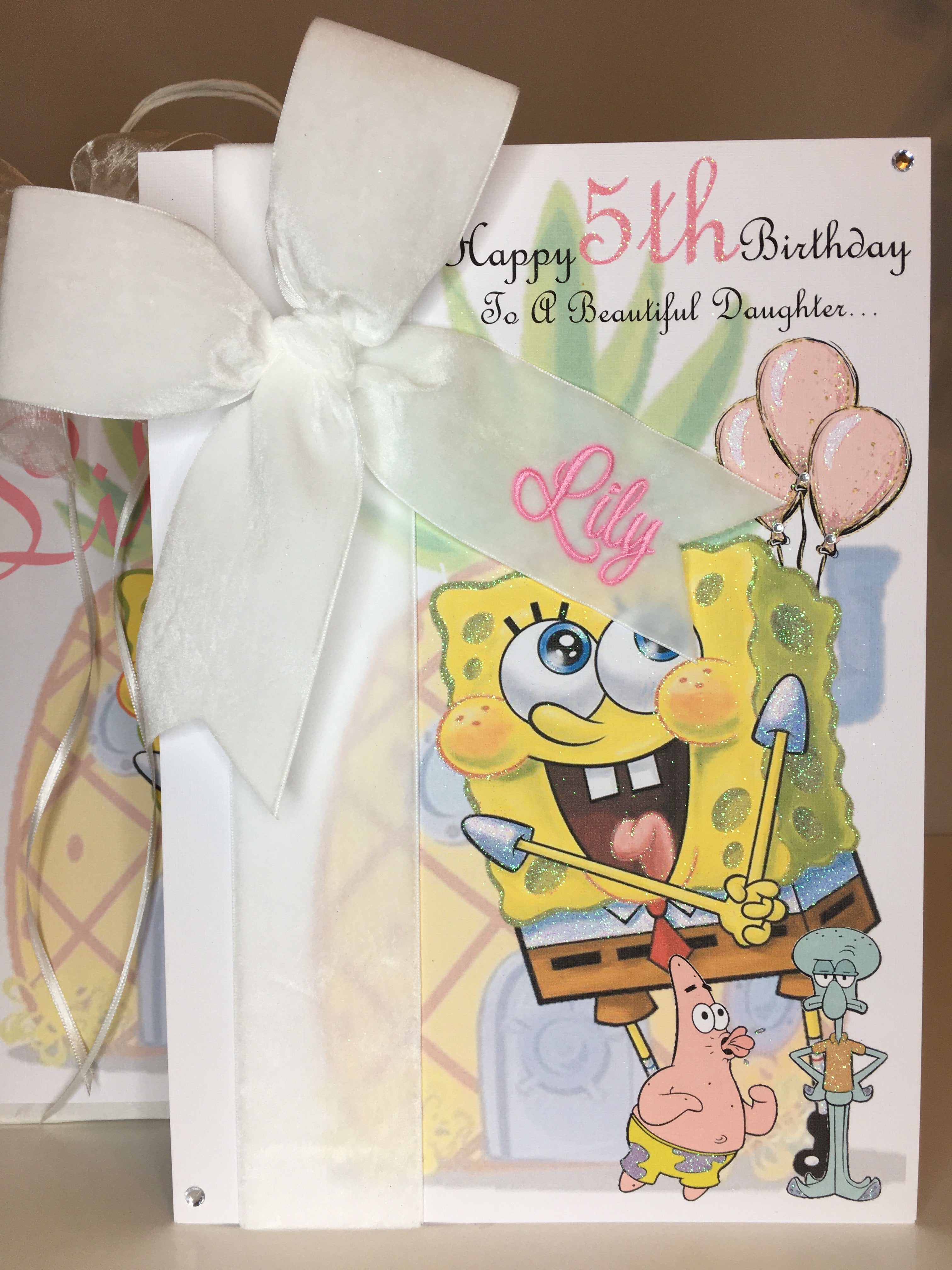 Personalised Velvet Ribbon Spongebob Card – Yayyays Store